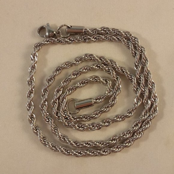 Accessories | Mens Stainless Steel Twisted Rope Chain Necklace 22 3mm ...